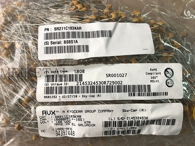 SR211C103KAR 100V10NF 0.01UF 103K   X7R AVX直插陶瓷独石电容