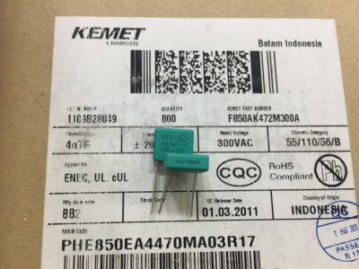 PHE850EA4470MA03R17  薄膜电容器 300v4700PF 4.7nf 集美 KEMET