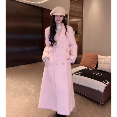 大李plus“山羊绒拉绒+高支澳毛”双排扣大衣-D5CH4789