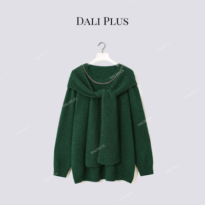 超显白浣熊绒祖母绿毛衣