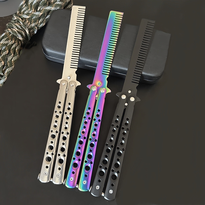 蝴蝶折叠刀全钢未开刃刀梳子花式CSGO周边新手专业练习训练甩手刀