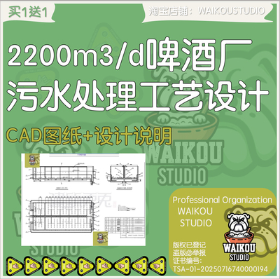 2200m3/d啤酒厂污水处理工艺设计高程图CASS池废水处理厂设计cad