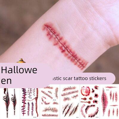 Halloween tattoo and gruesome surgical wound and scar 伤疤贴