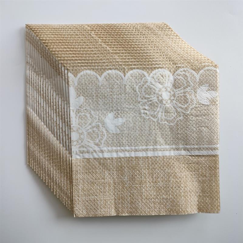 Linen Pattern Flower Paper Napkins Party亚麻布花纹高级餐巾纸