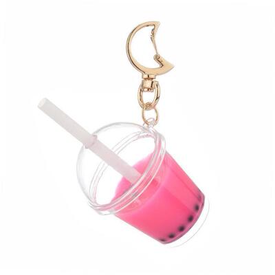 Cute Mini Bubble Tea Keychain For Women Acrylic Simulation