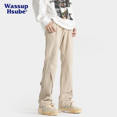 潮牌高街机能痞帅直筒工装裤男