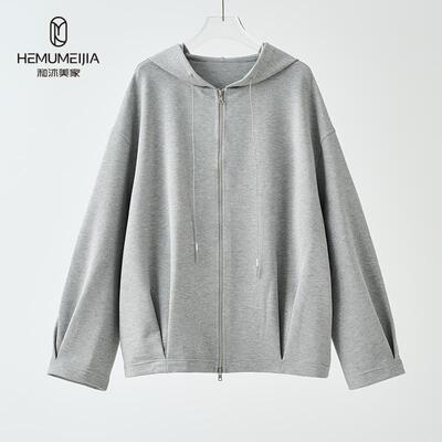 宽松连帽休闲开衫卫衣