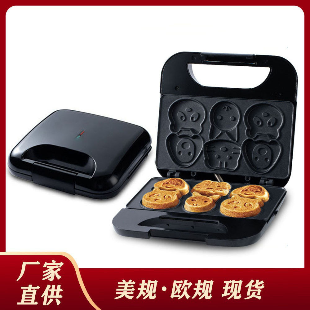 跨境家用卡通饼干机 美规110V甜甜圈机黑色7孔圆饼机蛋糕机面包机