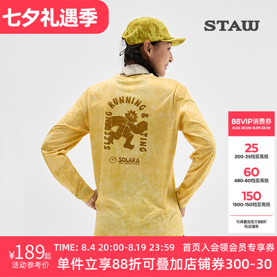 STAW世拓主题印花“SOSO”跑步长袖T恤男抗菌训练运动IP速干衣女T