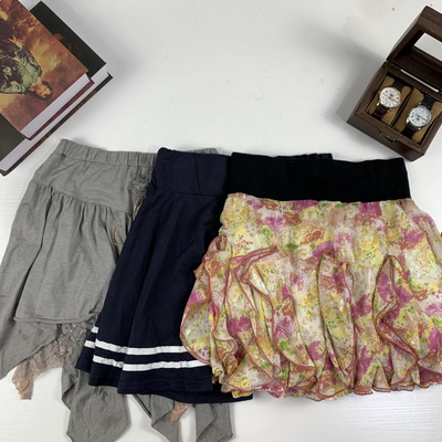 vintage日制古着蛋糕裙古早风少女夏款半身裙甜美青春超短裙-145