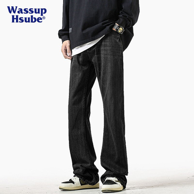 新款微喇宽松美式高街牛仔裤男士