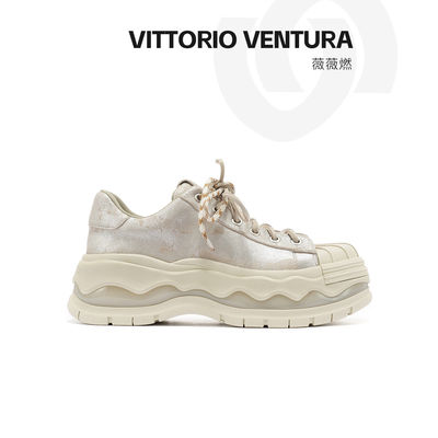 VITTORIOVENTURA/薇薇燃牛皮贝壳头厚底运动休闲板鞋