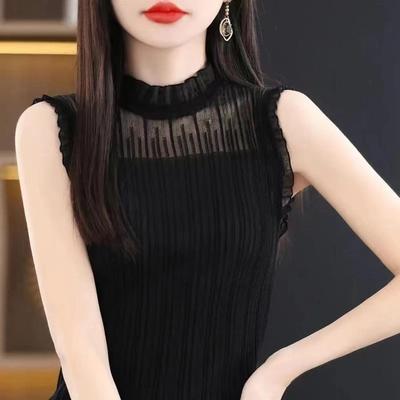 春夏秋蕾丝半高领亲肤打底背心