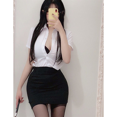 夜色行教师超短裙套装秘书ol超mini裙紧身姐套装制服诱惑丝袜套装