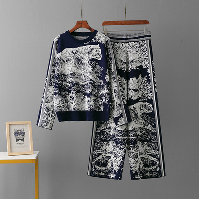 老虎提花秋季针织两件套