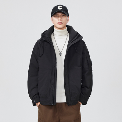 NBKY工装连帽短款羽绒服男2025冬