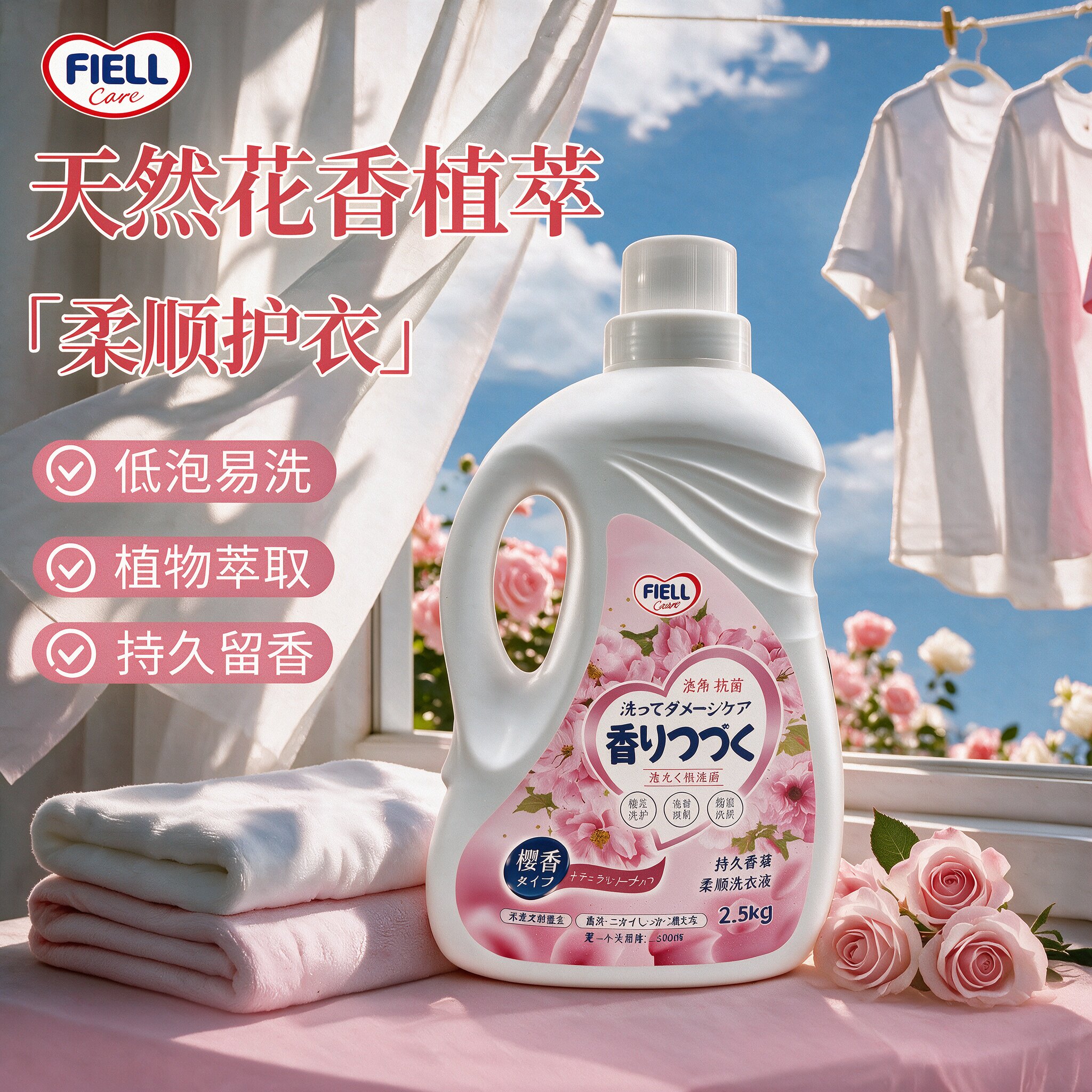 FIELL香氛洗衣液5斤装强效去污持久留香深层清洁护色护衣柔顺洁净
