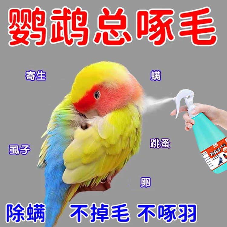 鹦鹉啄羽掉毛体外喷雾鸟禽驱羽虱跳蚤螨用鸟笼清洁消毒鸟用除臭剂