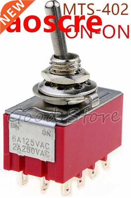 MTS-402 Red AC 250V 2A 125V 5A 12Pins 2Position 4PDT ON/ON S