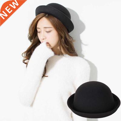 Winter Cap Vintage Laday Prok Pie Chapeu de Feltro Bowler Ga