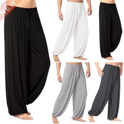 Yoga Pants Men's Casual Solid Color Baggy Trousers Belly D