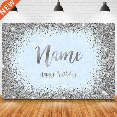 Custom Name Photo Gold Silver Glitter Birthday Party Banner