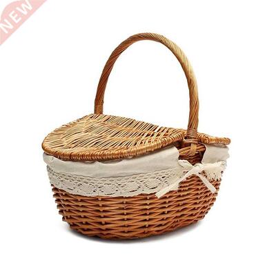 1pc Manual Woven Storage Basket Handmade Laundry Wicker Picn