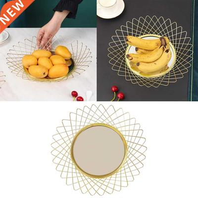 Metal Wire Fruit Basket Round Fruit Egg Bread Storage Bowl