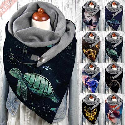 Women Scarf Winter Fashion Printing View Art Print Button Sz