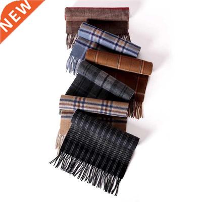 Scarf Men Winter Strip Solid Plaid Wool Scarf Luxury Classic