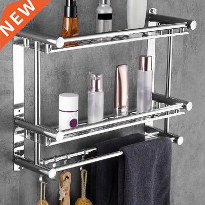 2 Layer Bathroom Shelf Towel Rack Rack Stainless Steel