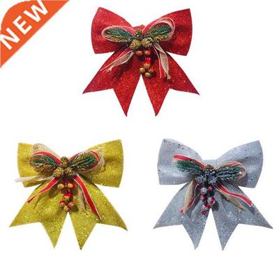 5 Pieces Christmas Bowknot Glitter Ornament Sparkling Sequin