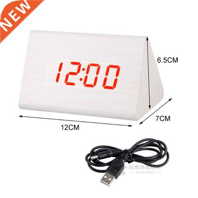 LED Digital Clock Wooden Alarm Clock Table Sound Control Ele