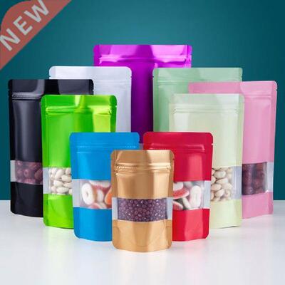 100Pcs Solid Color Aluminum Foil Bag Reclosable Matte