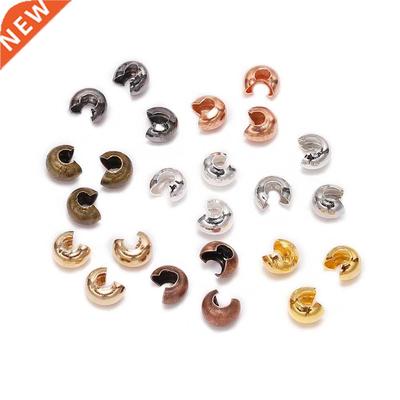 50-100pcs/lot Copper Round vers Crimp End Beads Dia  4 5 mm