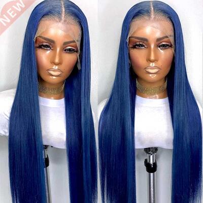 Kryssma Dark Blue Color Synthetic Lace Front Wig Silky Strai