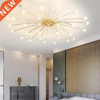 Modern Art LED Dandelion Chandeliers Star Metal Gold Plating