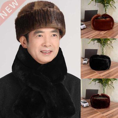 Men Warm Russian Earflap Male Caps Winter Faux Mink Fur Bomb