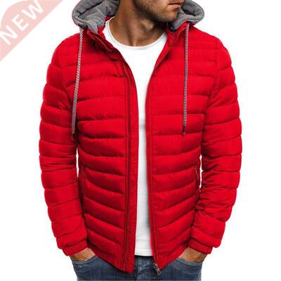Winter Cotton Men's Down Jacket Hooded Long Sleeve Cardigan
