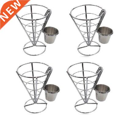 4 Pcs French Fries Stand Cone Basket Fry Holder With Dip