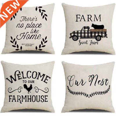 Quality Farmhouse Throw Pillow Covers Linen Rustic Farm