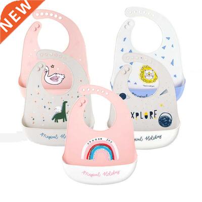 Baby Bibs Waterproof Silicone Feeding Adjustable Animal Patt