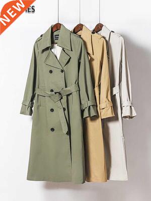 Toppies 2022 Spring Windbreaker Long Trench Coat Women Doubl