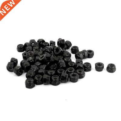 M2.5x0.45mm Zinc Plted Nylon Insert Hex Lock Nuts Blck 100