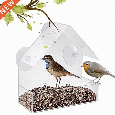 Bird Feeder Transparent Window Viewing Triangular Suction