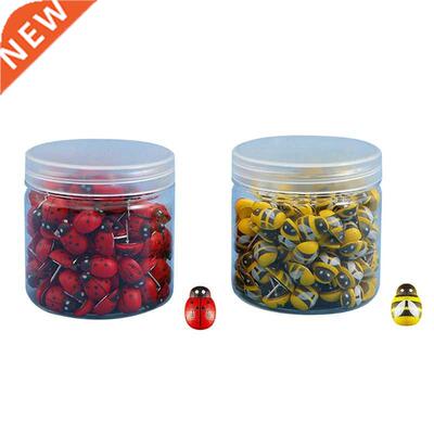 50 Pcs Cretive Ldybug-like Wooden Pushpins Set Pper Photo