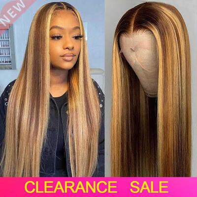 Highlight Wig Human Hair HD Transparent Lace Frontal Wigs T