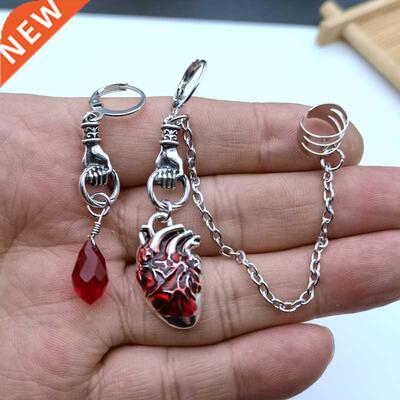 The Beating Heart Asymmetrical Cuff Earrings Chain Ear Cuff