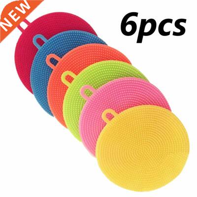 6Pcs Silicone Cleaning rushes Soft Silicone Scouring Pad