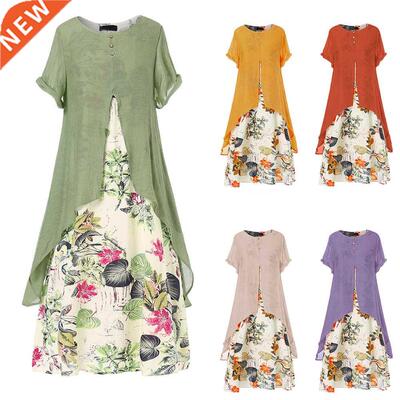 Yitonglian Women's Summer Chic Short Sleeve Fashion Boho Sty